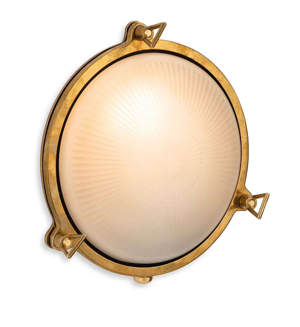 Nautic Round Brass Wall Light IP64 | outsidelights.ie