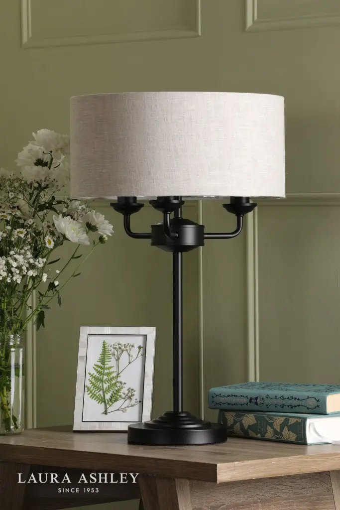 Laura Ashley LA3756360-Q Sorrento 3 Light Table Lamp Matt Black and ...